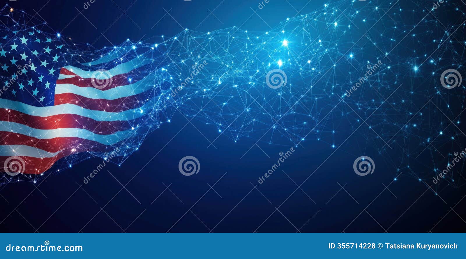American Flag Digital Network Representation, Abstract Technology ...