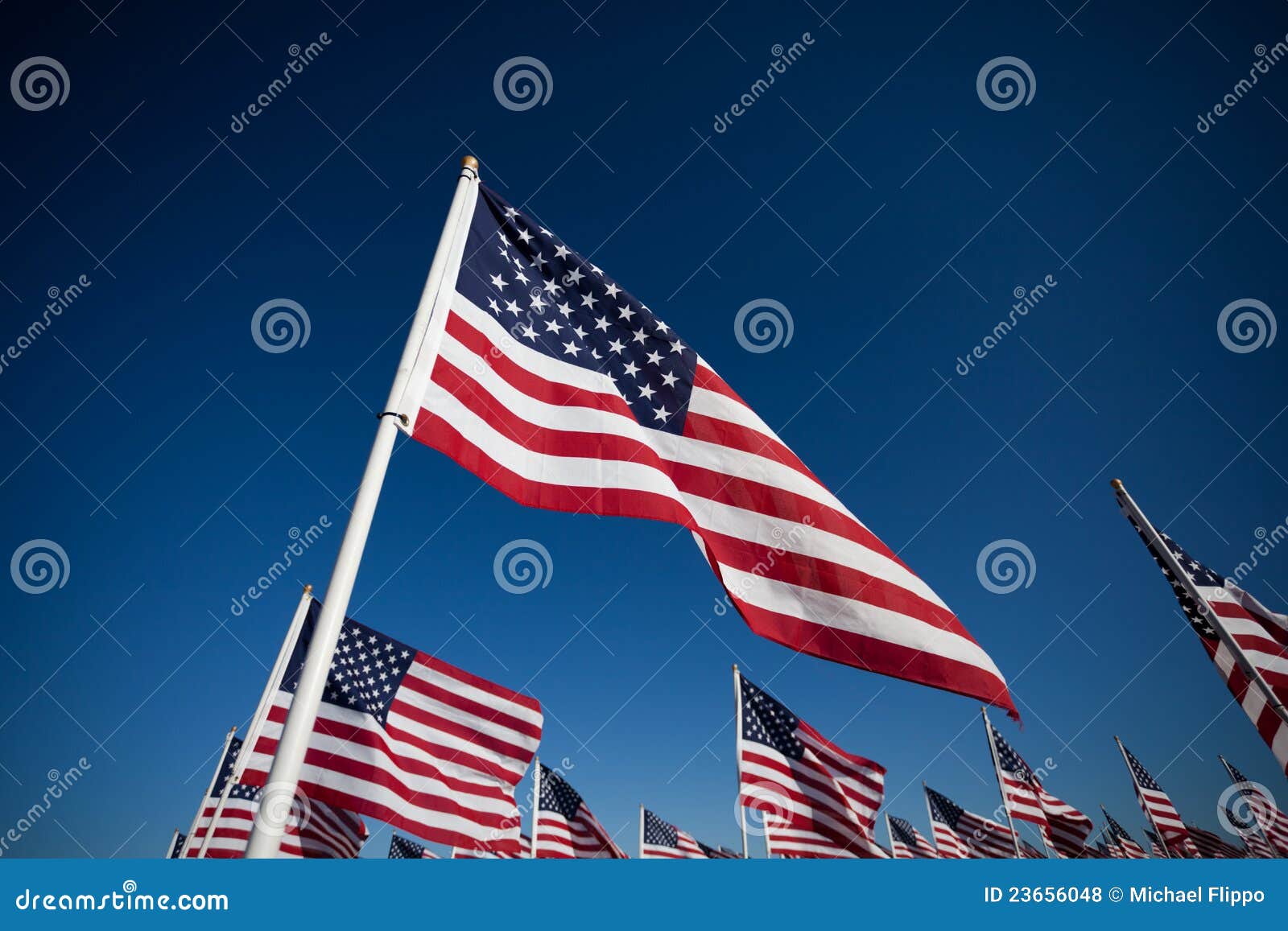 American Flag Display for a National Holiday Stock Photo - Image of ...