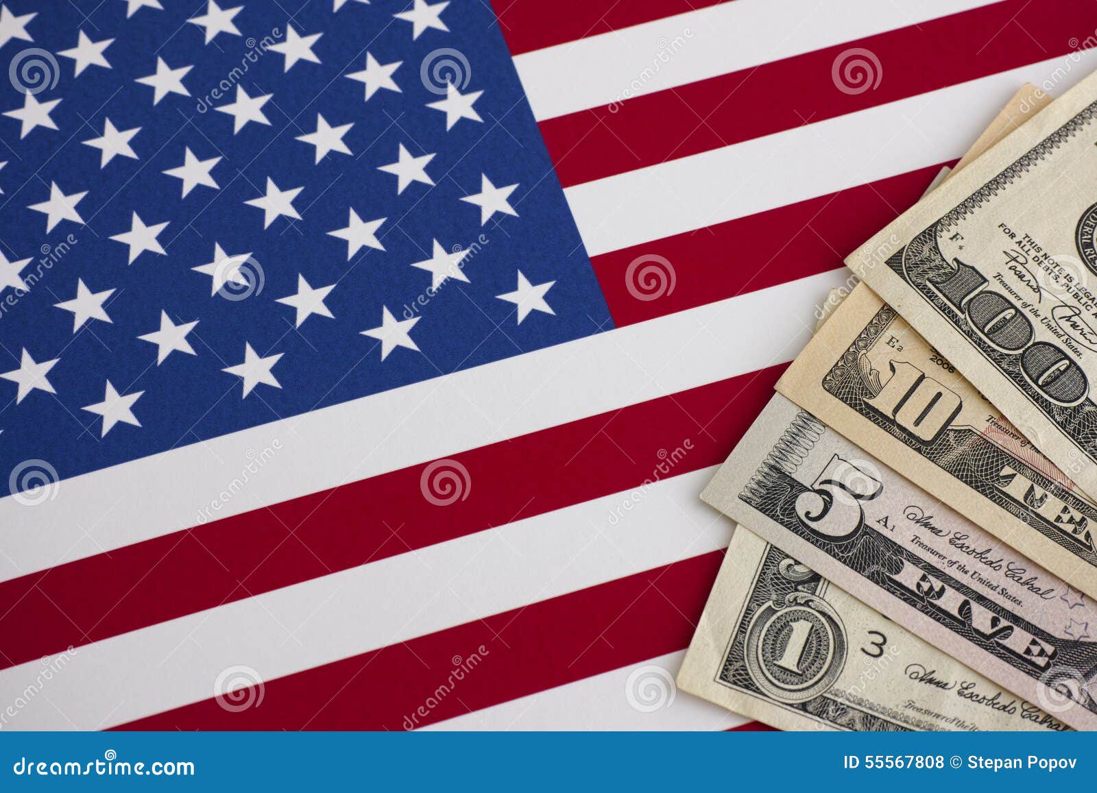 American flag and dollars stock photo. Image of money - 55567808