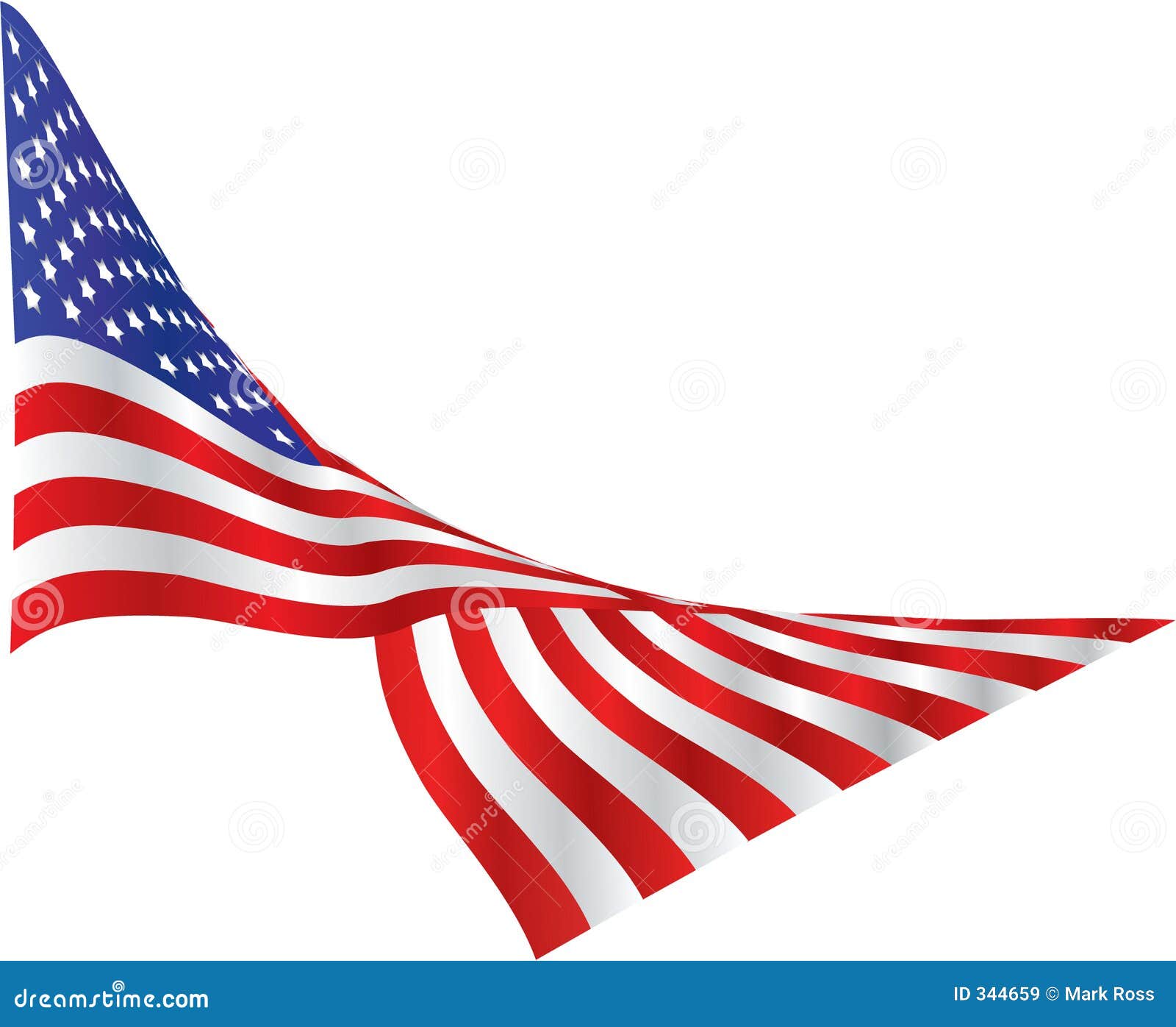 American Flag Draped in the Wind Stock Illustration - Illustration of ...