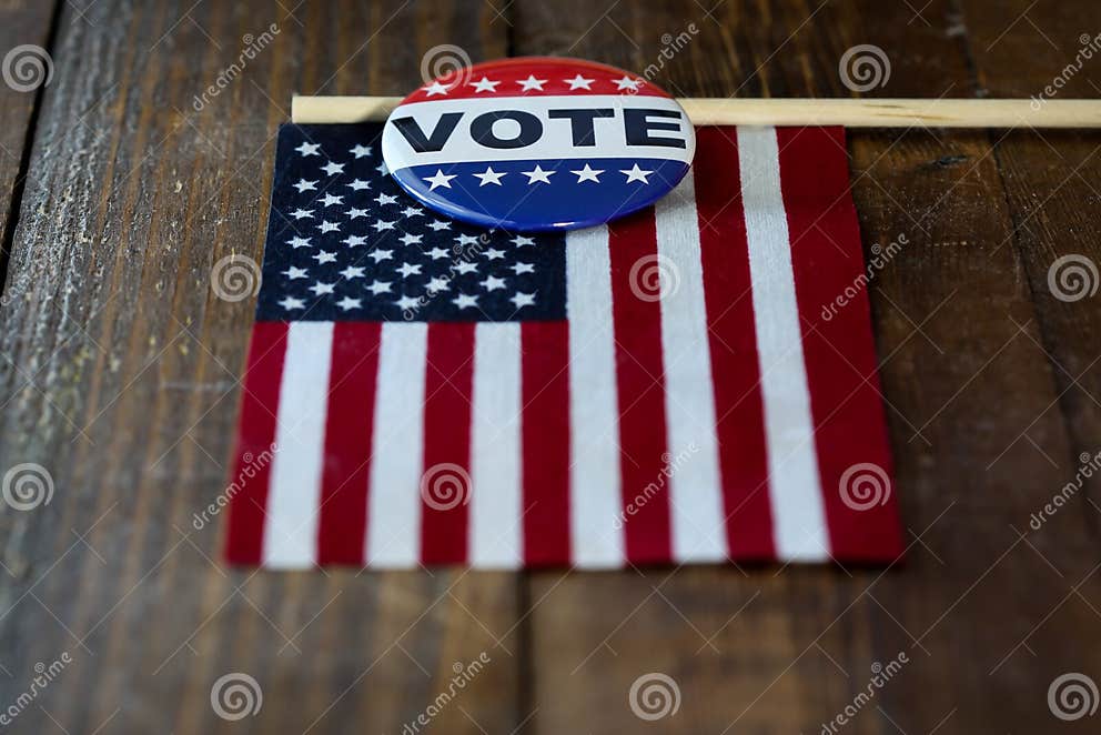 American Flag with Election Vote Button Stock Image - Image of ...