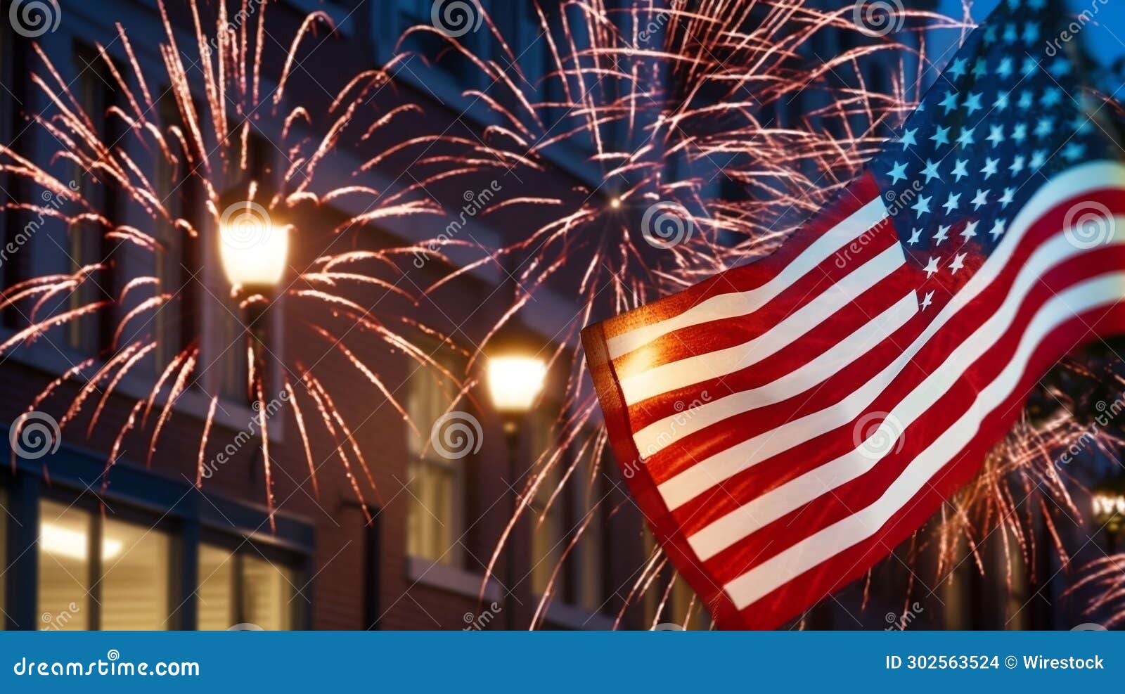 American Flag with Fireworks in the Background. 4th of July. AI ...