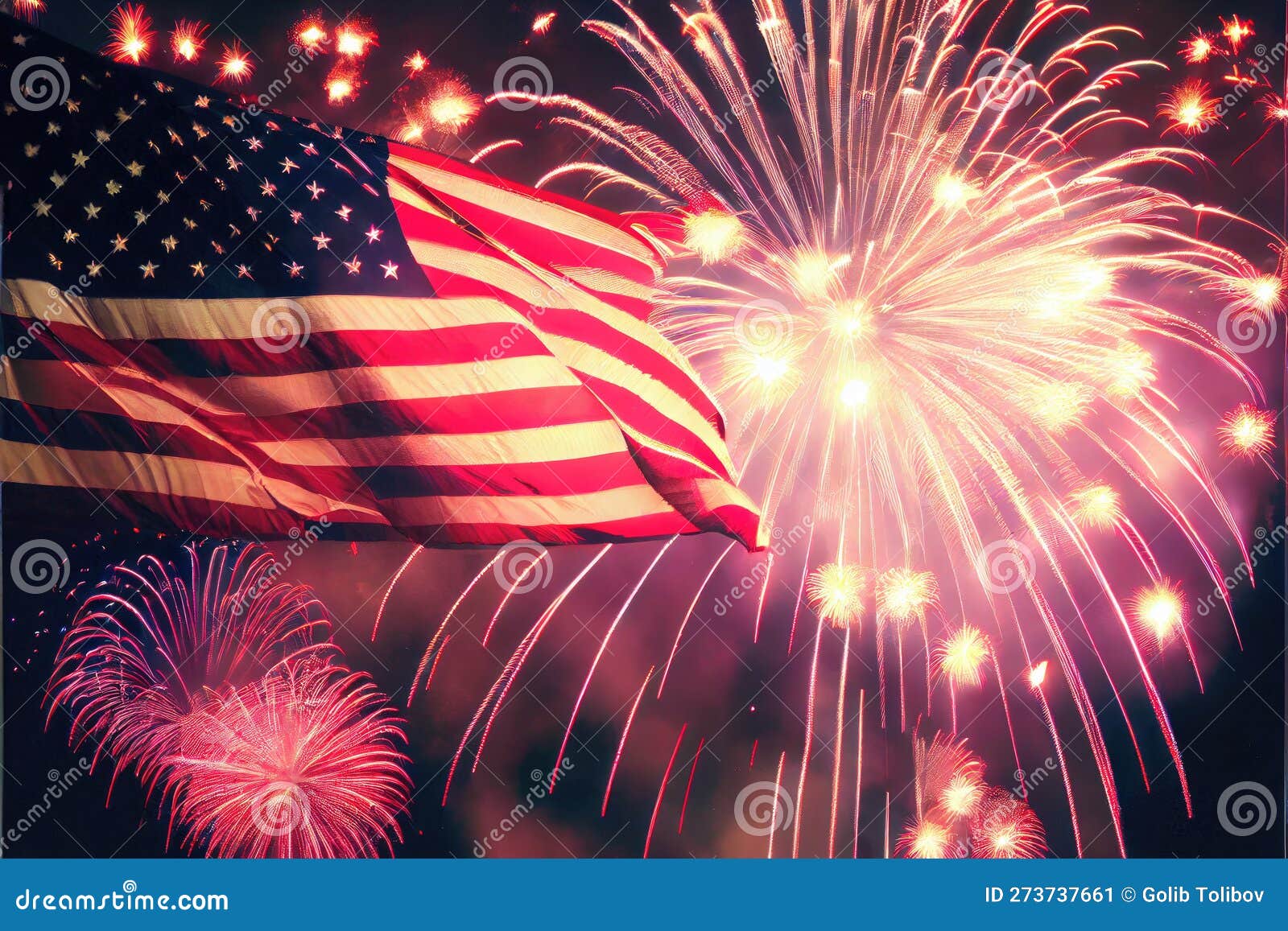 An American Flag with Fireworks Exploding in the Background. Generative ...