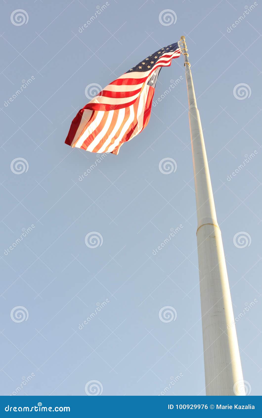 American flag on flagpole stock photo. Image of tall - 100929976