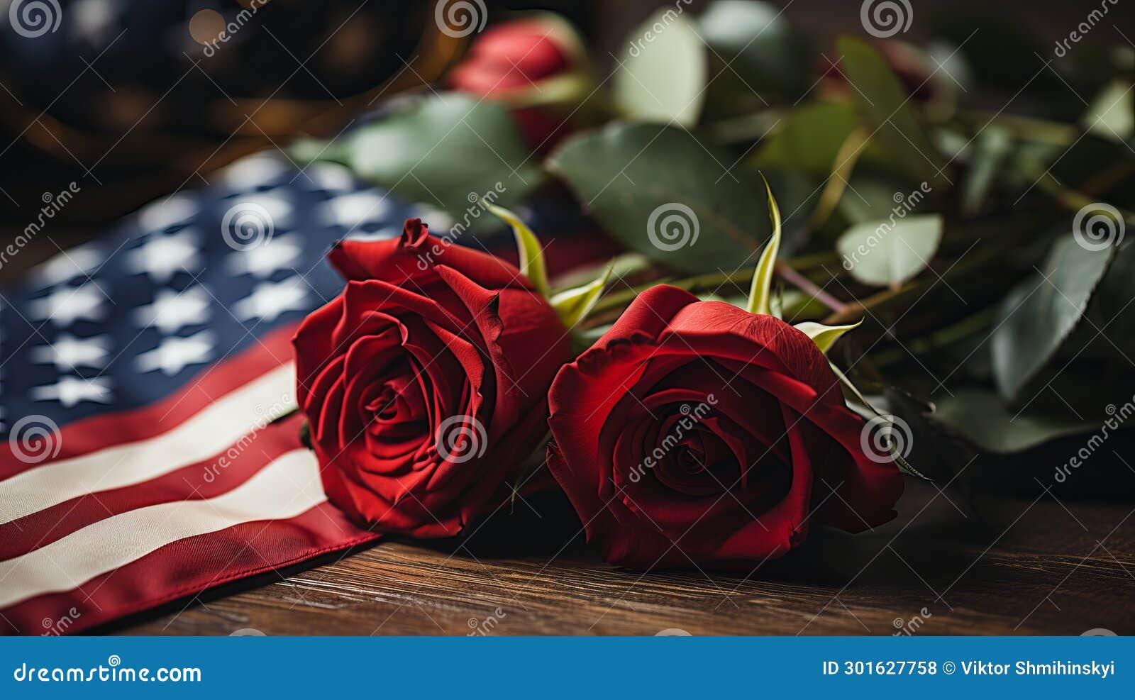American Flag with Flowers on Memorial Day Stock Illustration ...