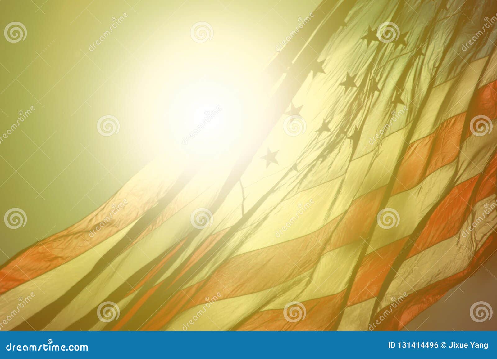 American Flag Fluttering in the Air Stock Photo - Image of patriotism ...