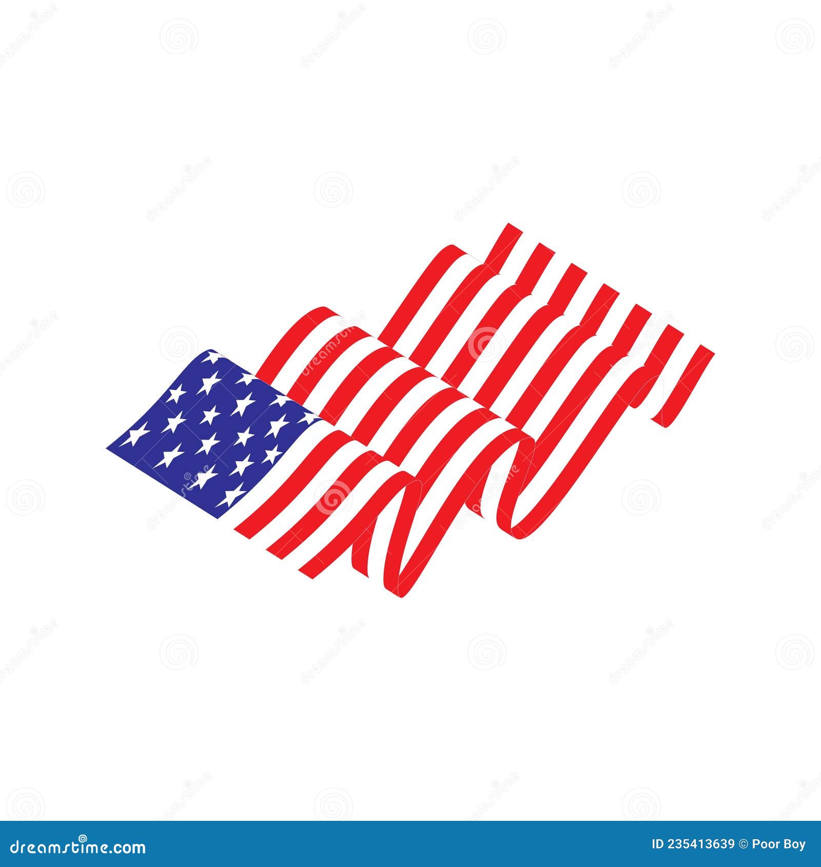 American Flag Fluttering Design. Stock Vector - Illustration of ...