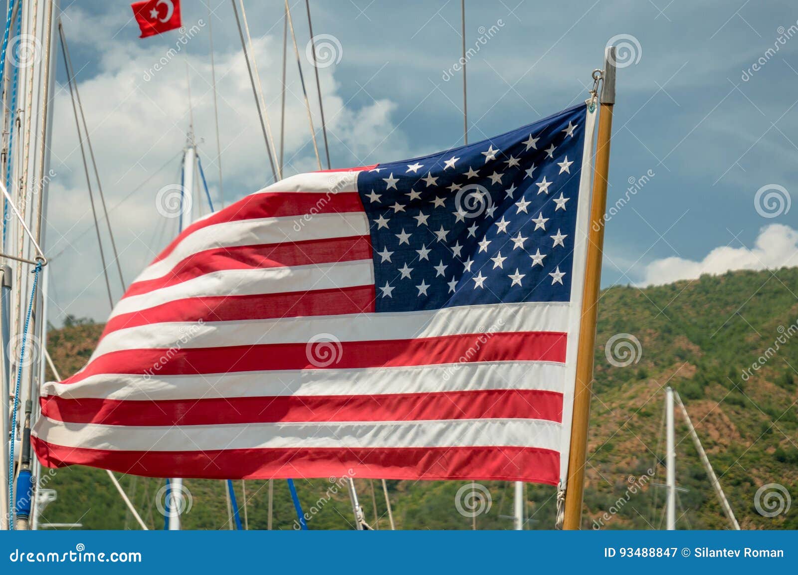 American flag fluttering stock image. Image of movement - 93488847