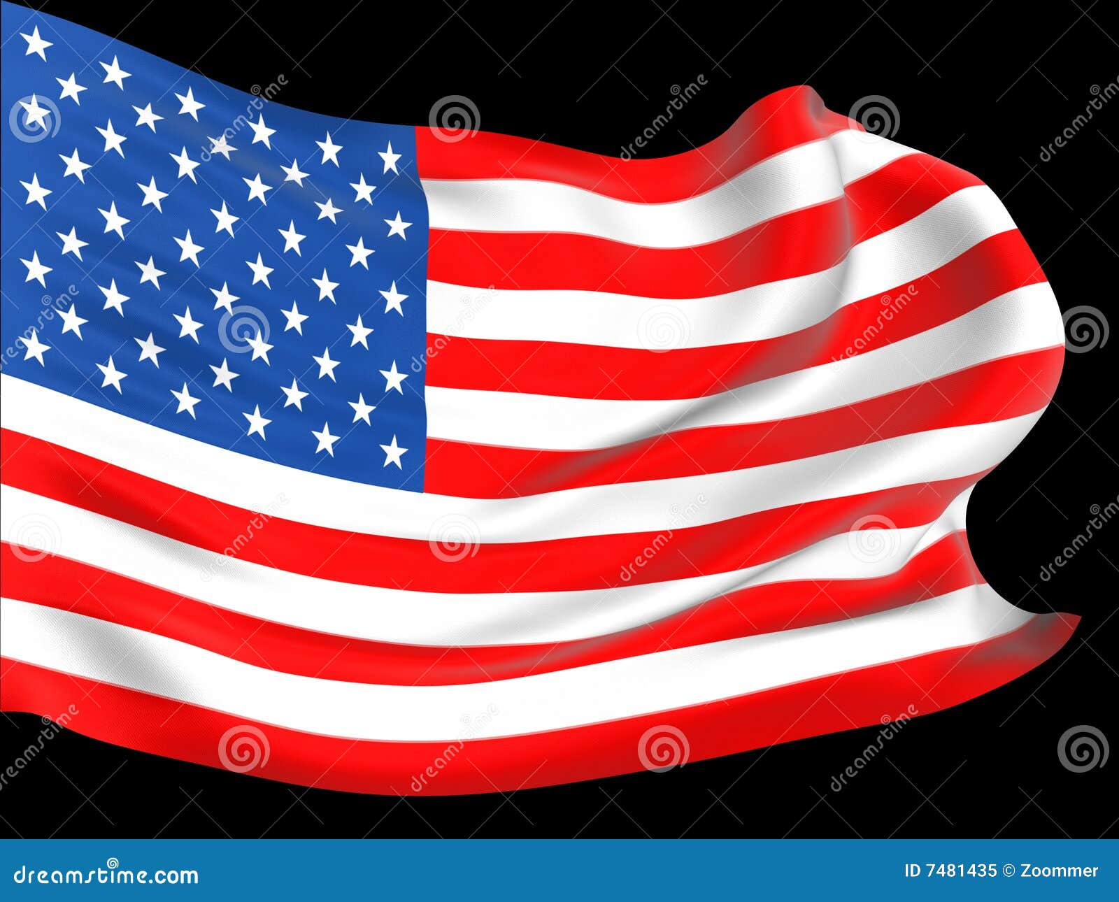 American Flag with Folds and Ripples Stock Illustration - Illustration ...