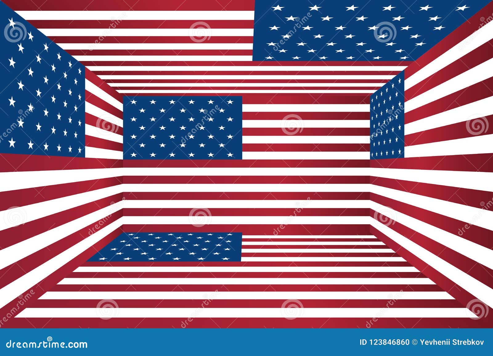 American Flag in the Form of a Cube Stock Illustration - Illustration ...