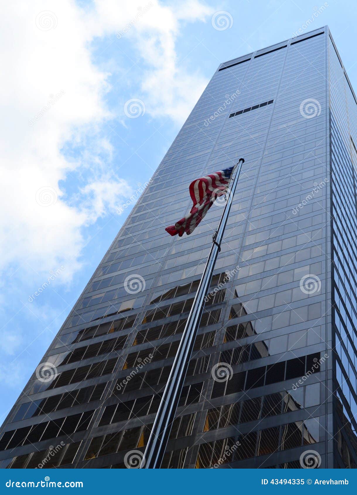 American Flag in Front of Building Stock Image - Image of business ...