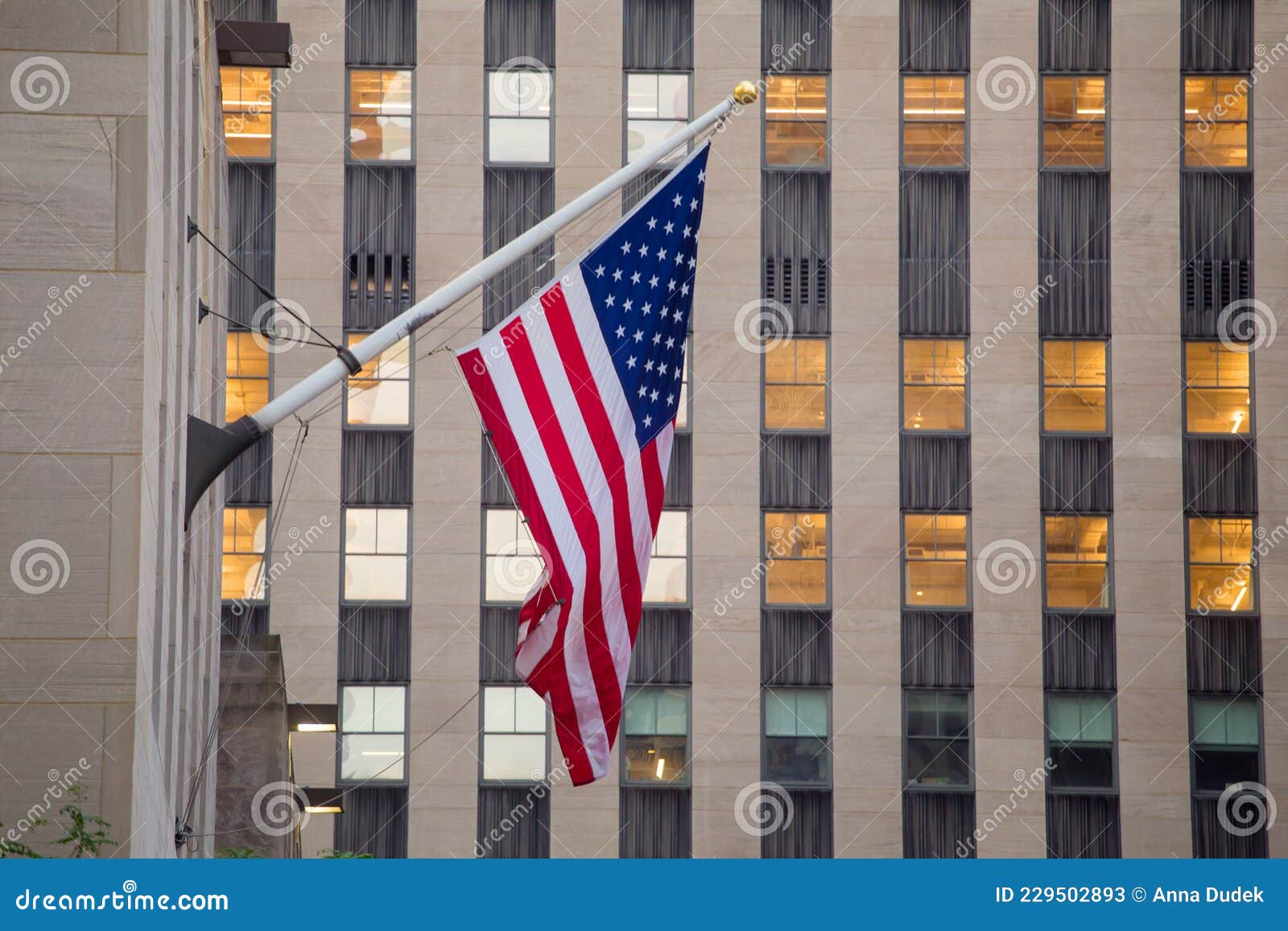 American Flag in Front of an Office Building Stock Image - Image of ...