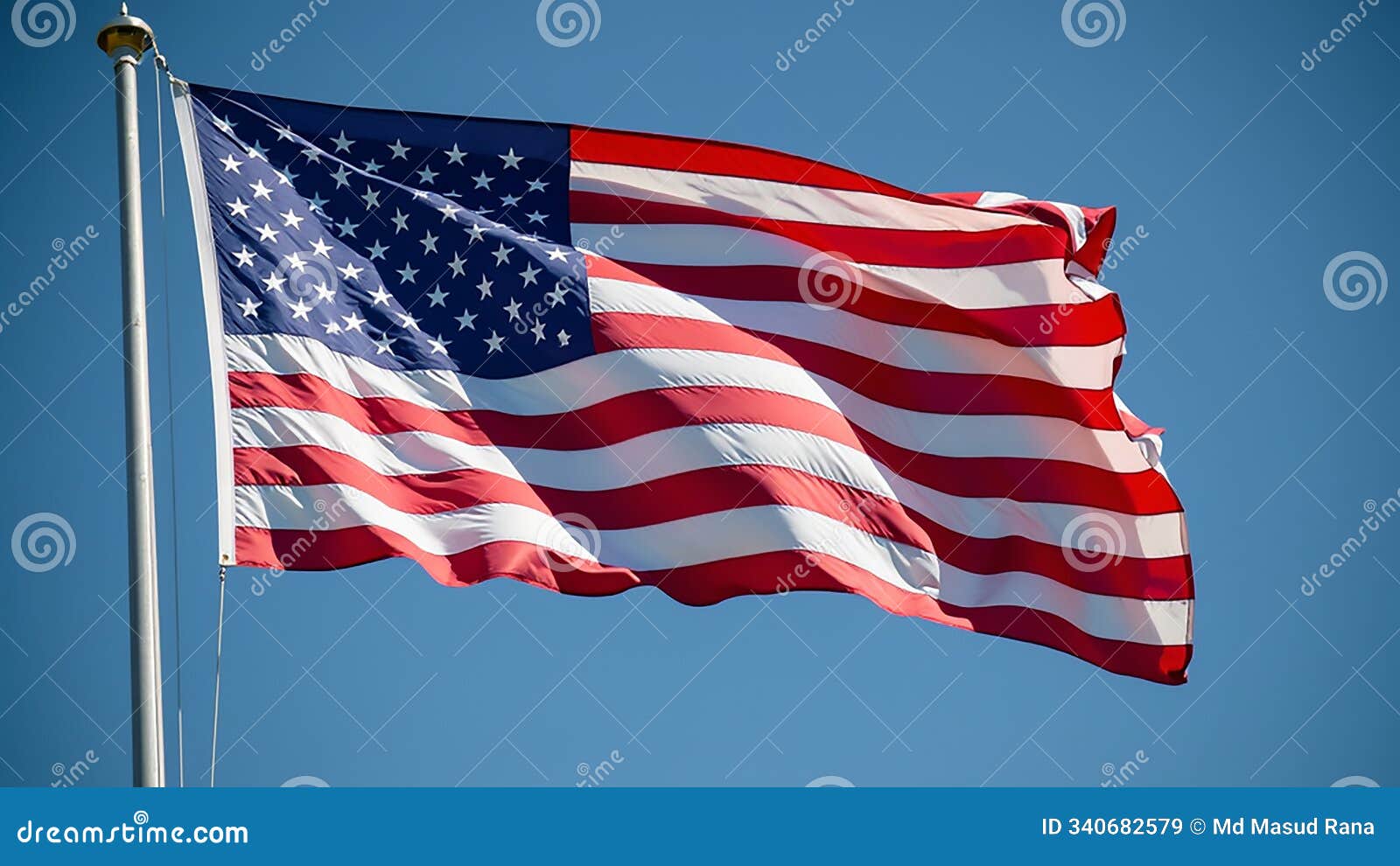 American Flag Full Frame Background with Sky View Stock Illustration ...
