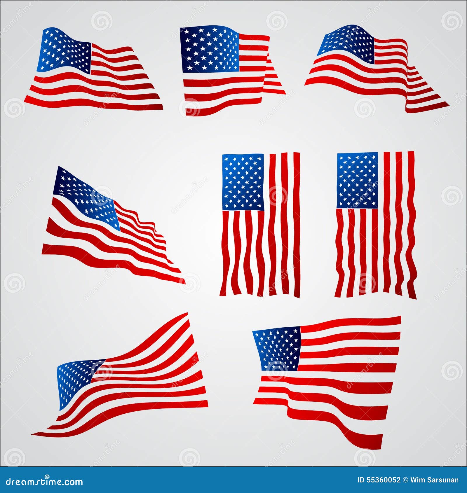 American Flag with Gradient on White Background Stock Vector ...