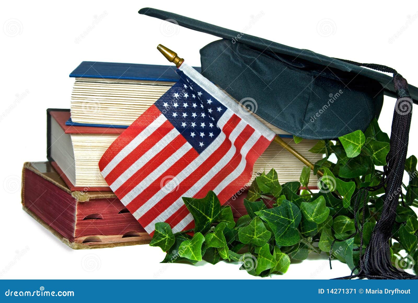 American Flag with Graduation Hat Stock Image - Image of stripe, star ...