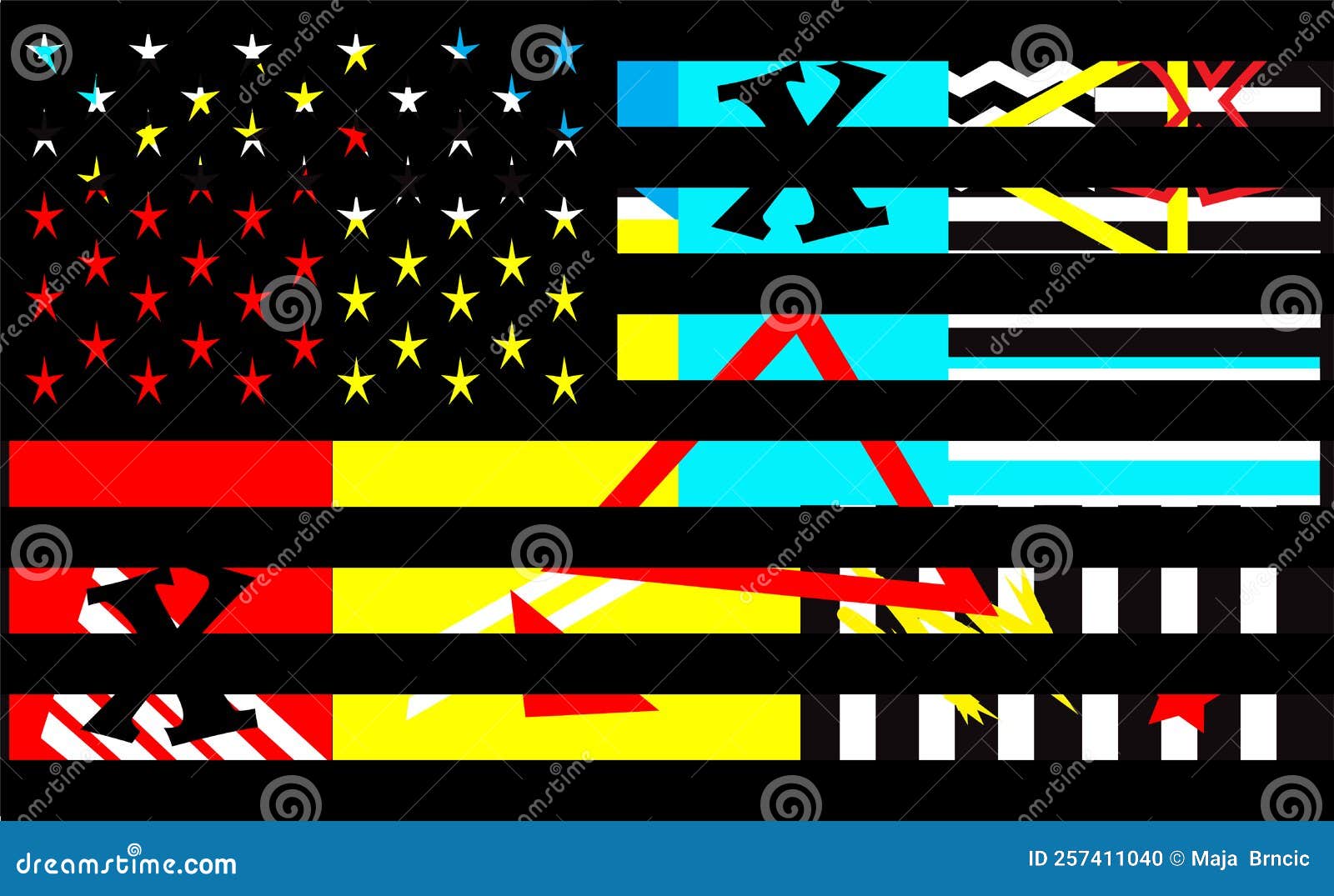 American Flag Graffiti, Colorful Pop Art Background USA Vector. Stock ...