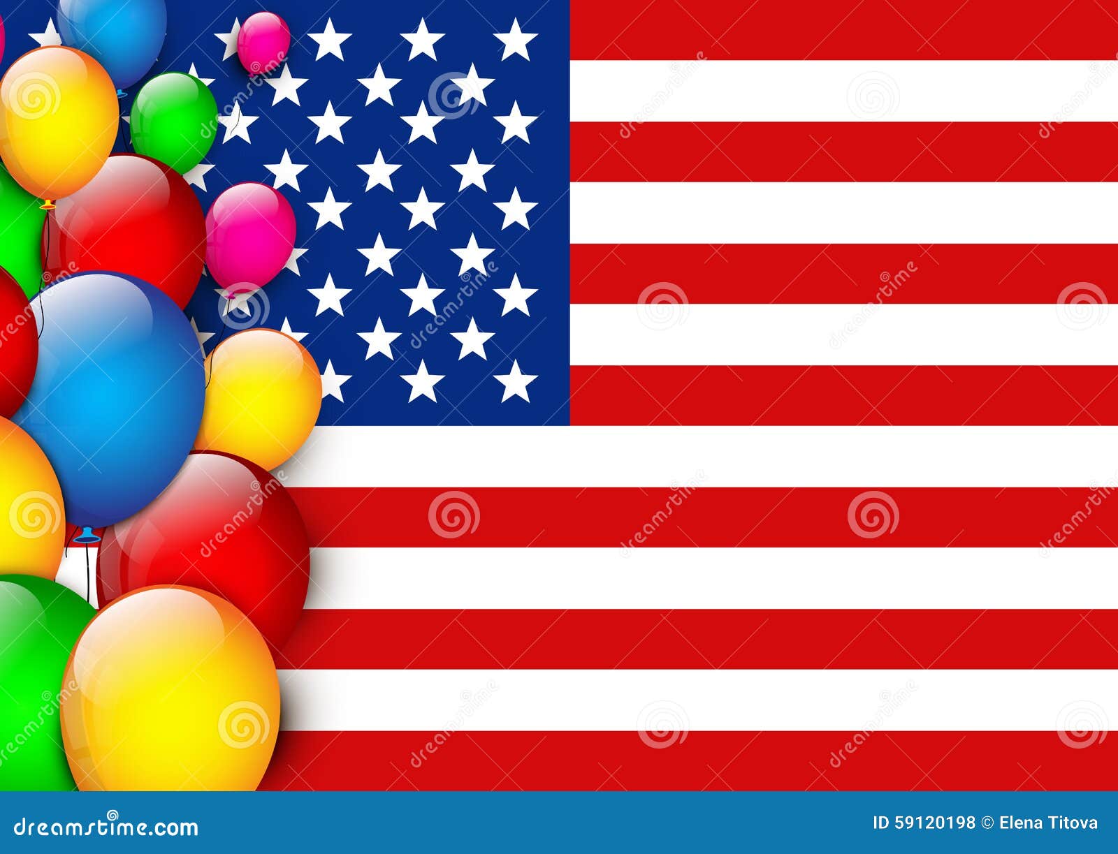 American Flag Greeting with Balloons Stock Vector - Illustration of ...