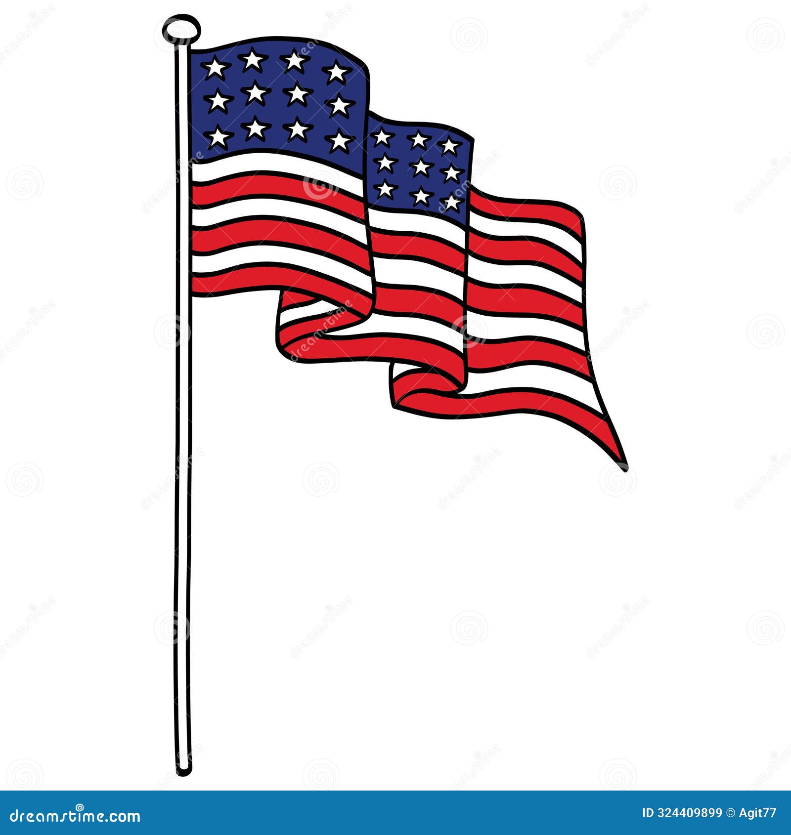 American Flag Hand Drawn Drawing Vector Illustration Stock Vector ...