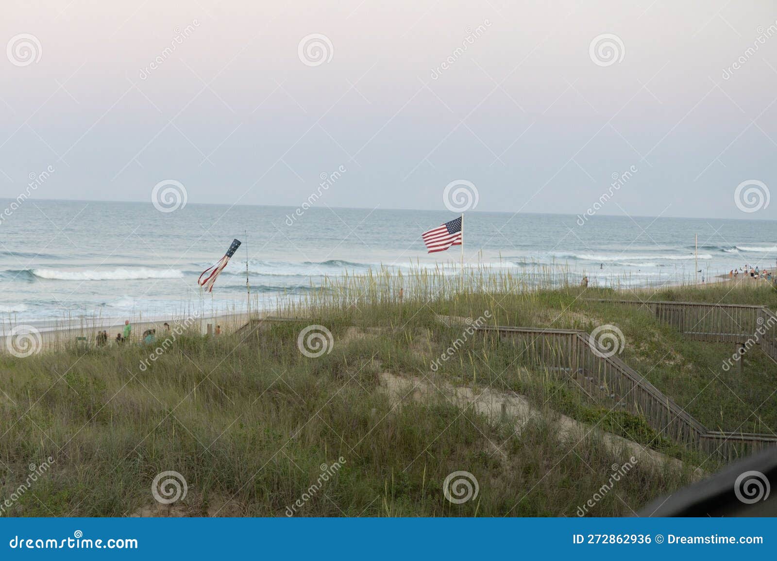 American Flag Hanging on a Pole on a Beach Stock Photo - Image of ...