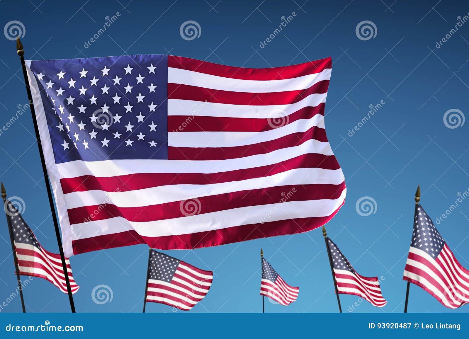 American Flag Hanging on the Pole Flutter Stock Image - Image of shape ...