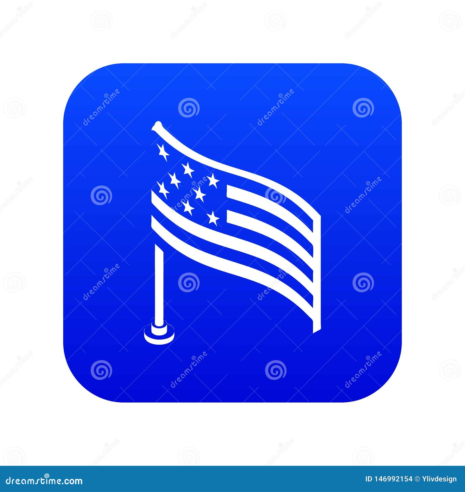 American Flag Icon Blue Vector Stock Vector - Illustration of computer ...