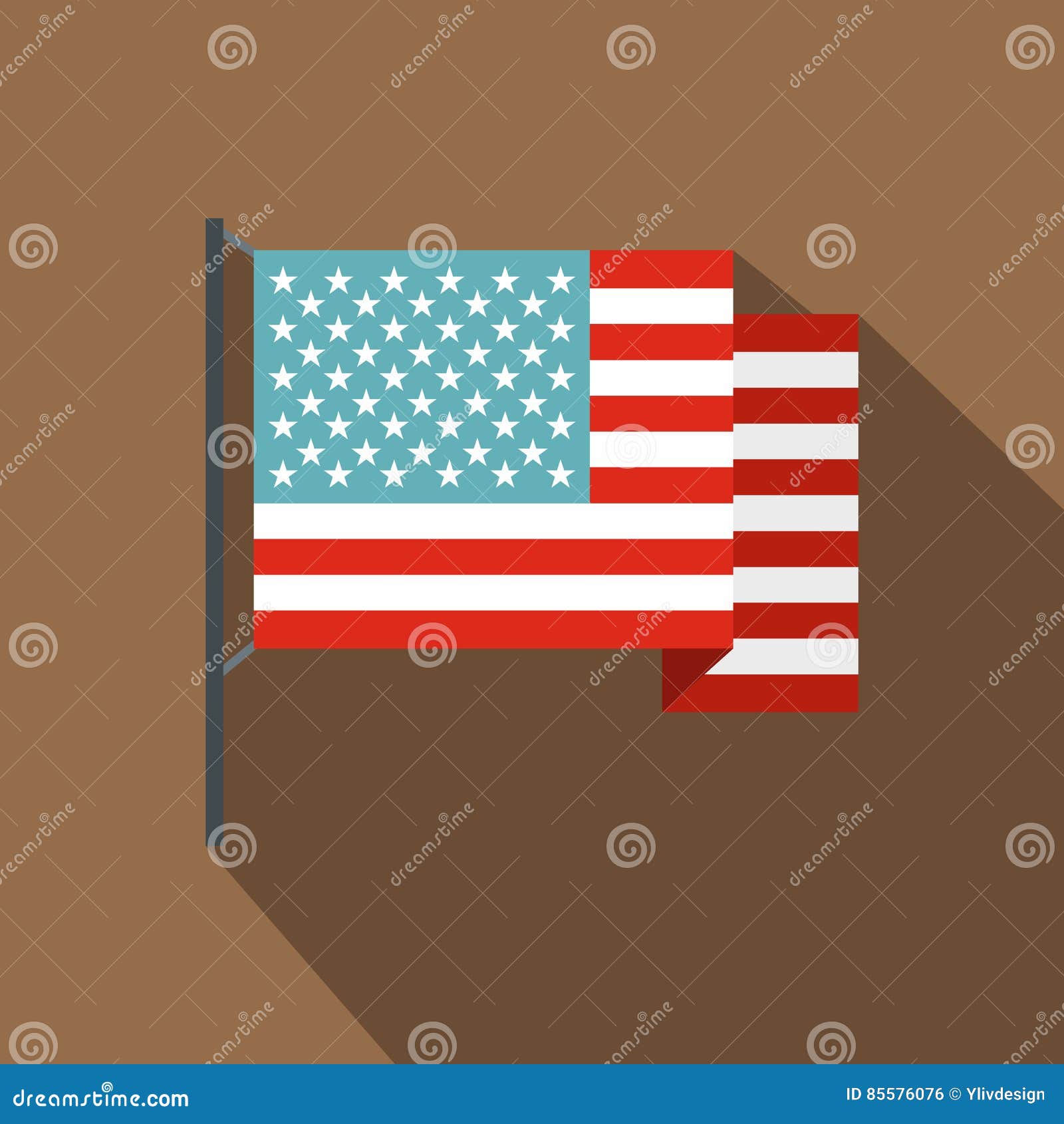 American Flag Icon , Flat Style Stock Vector - Illustration of stick ...