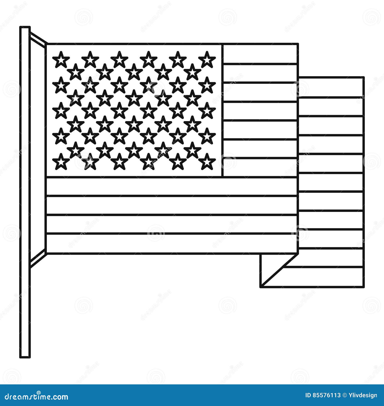 American Flag Icon , Outline Style Stock Vector - Illustration of ...