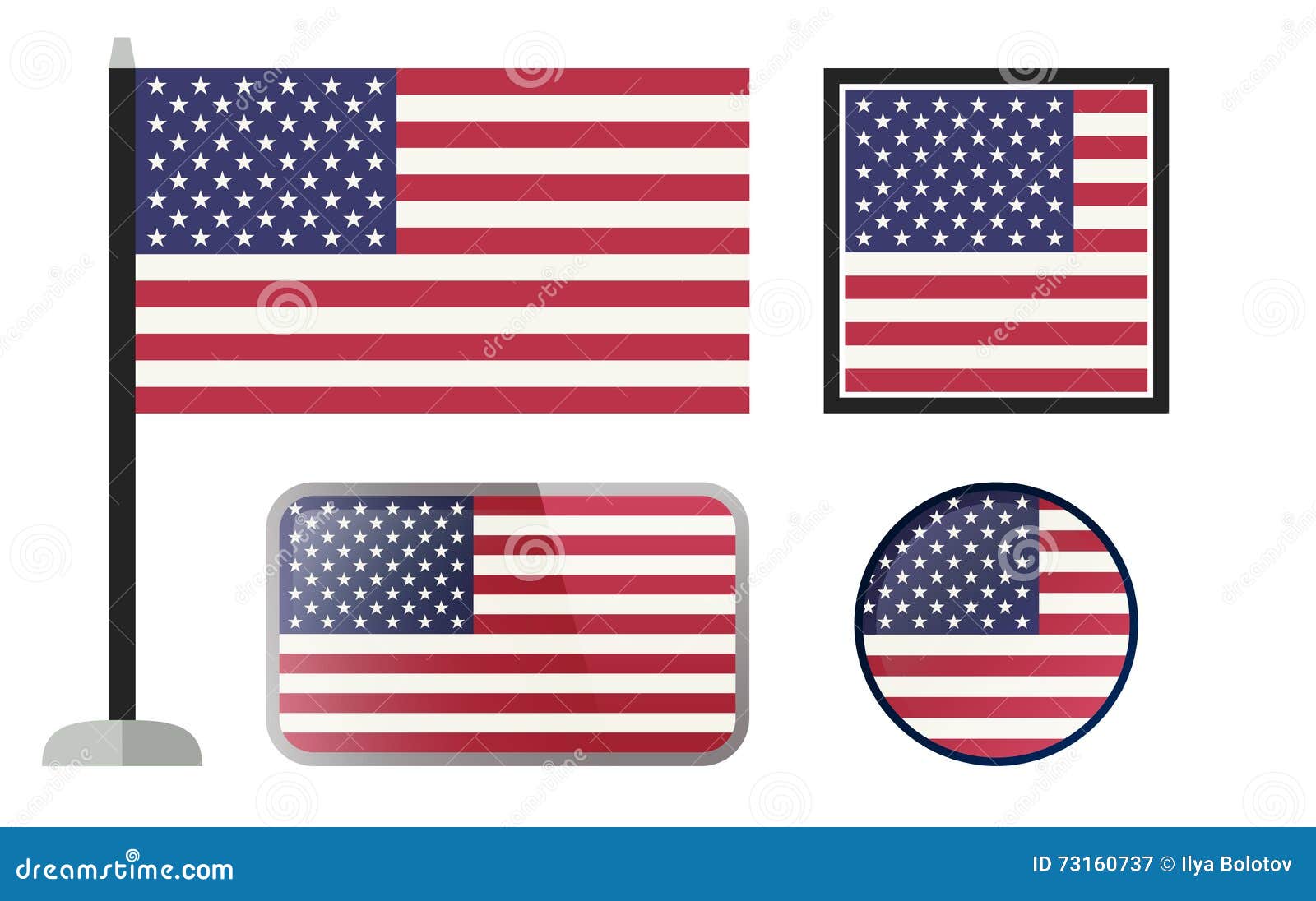 American flag icons. stock vector. Illustration of frame - 73160737
