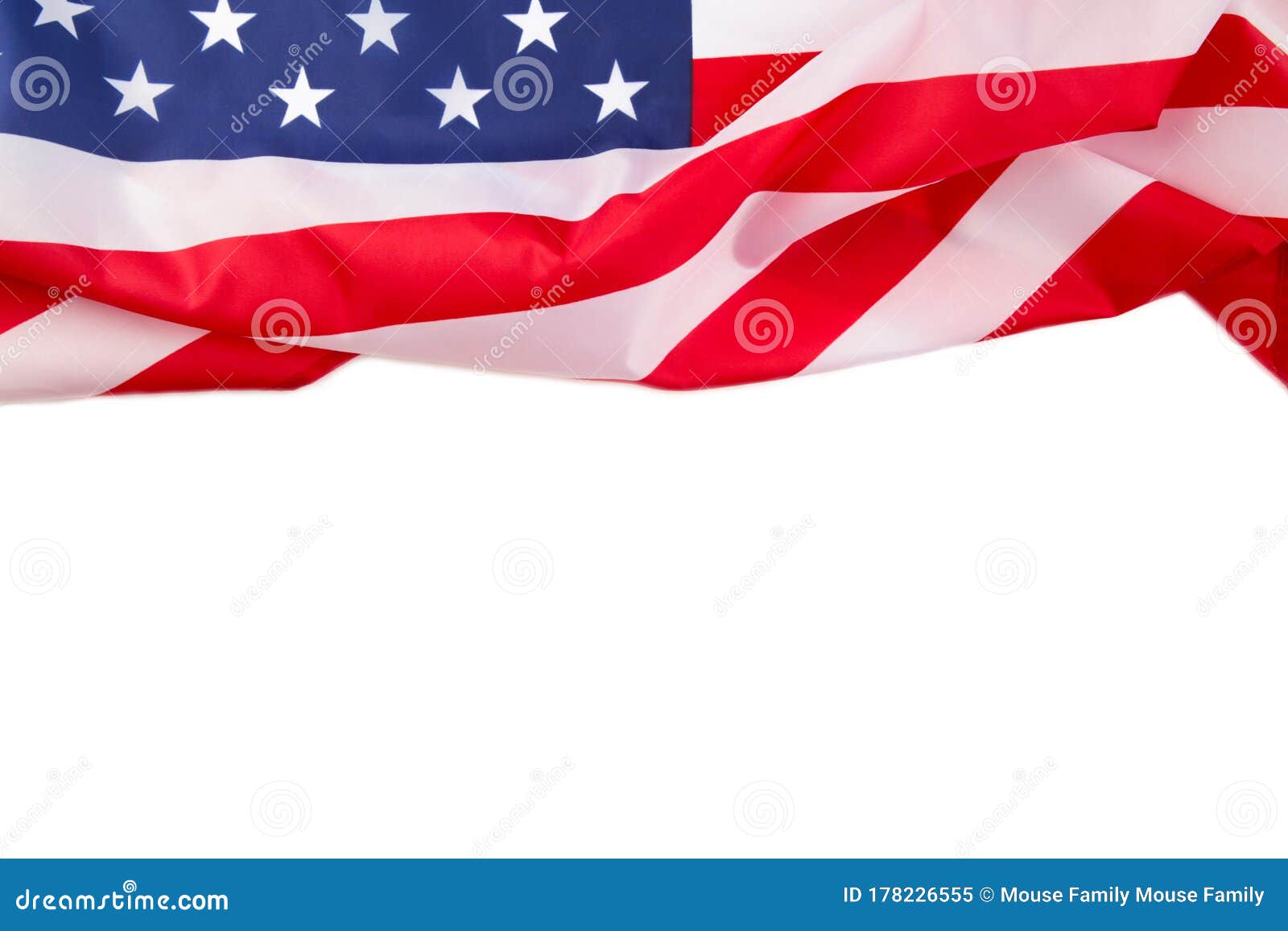 American Flag Isolated on White Background with Copy Space Stock Image ...