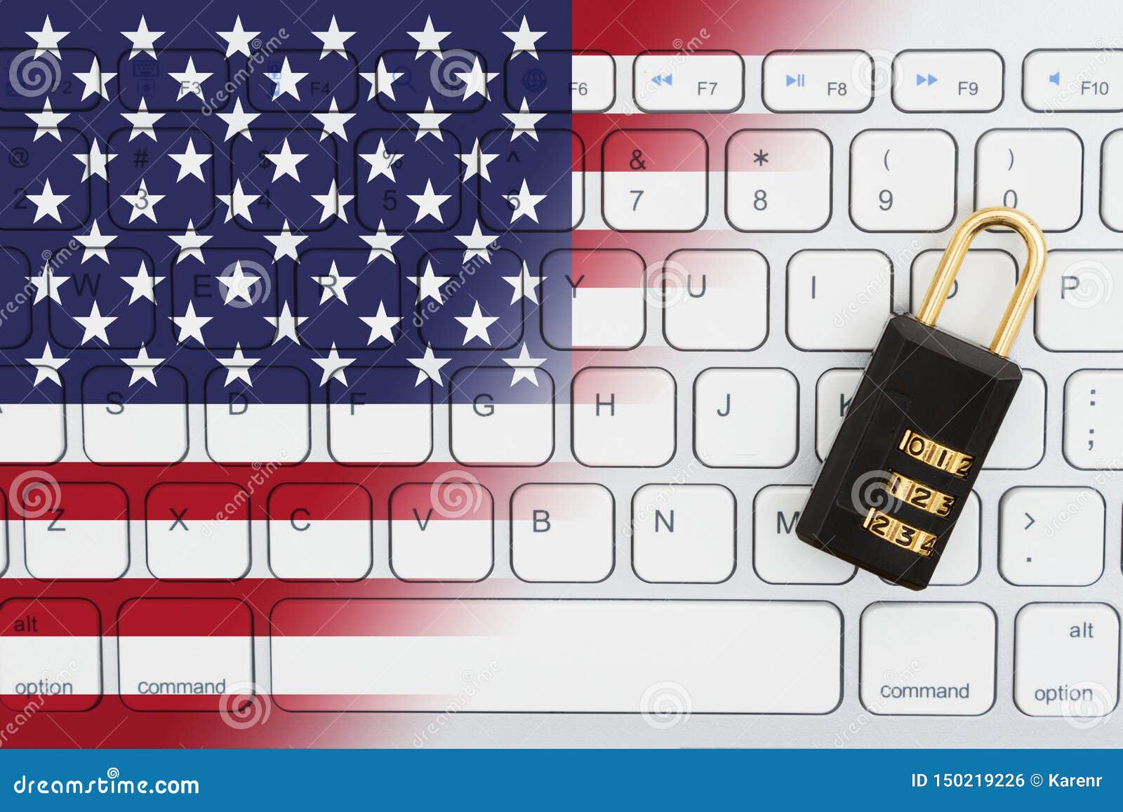 American Flag Keyboard with a Combination Lock Stock Photo - Image of ...