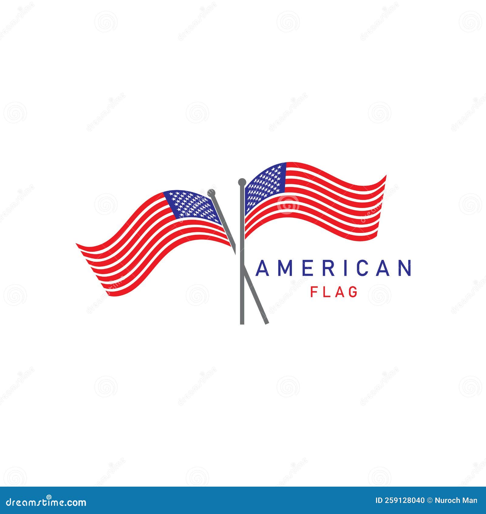 American Flag Logo Design Elements Vector Icons. Stock Vector ...