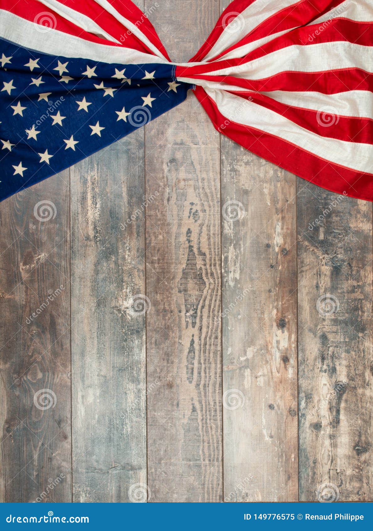American Flag Lying on an Aged, Weathered Rustic Wooden Background ...