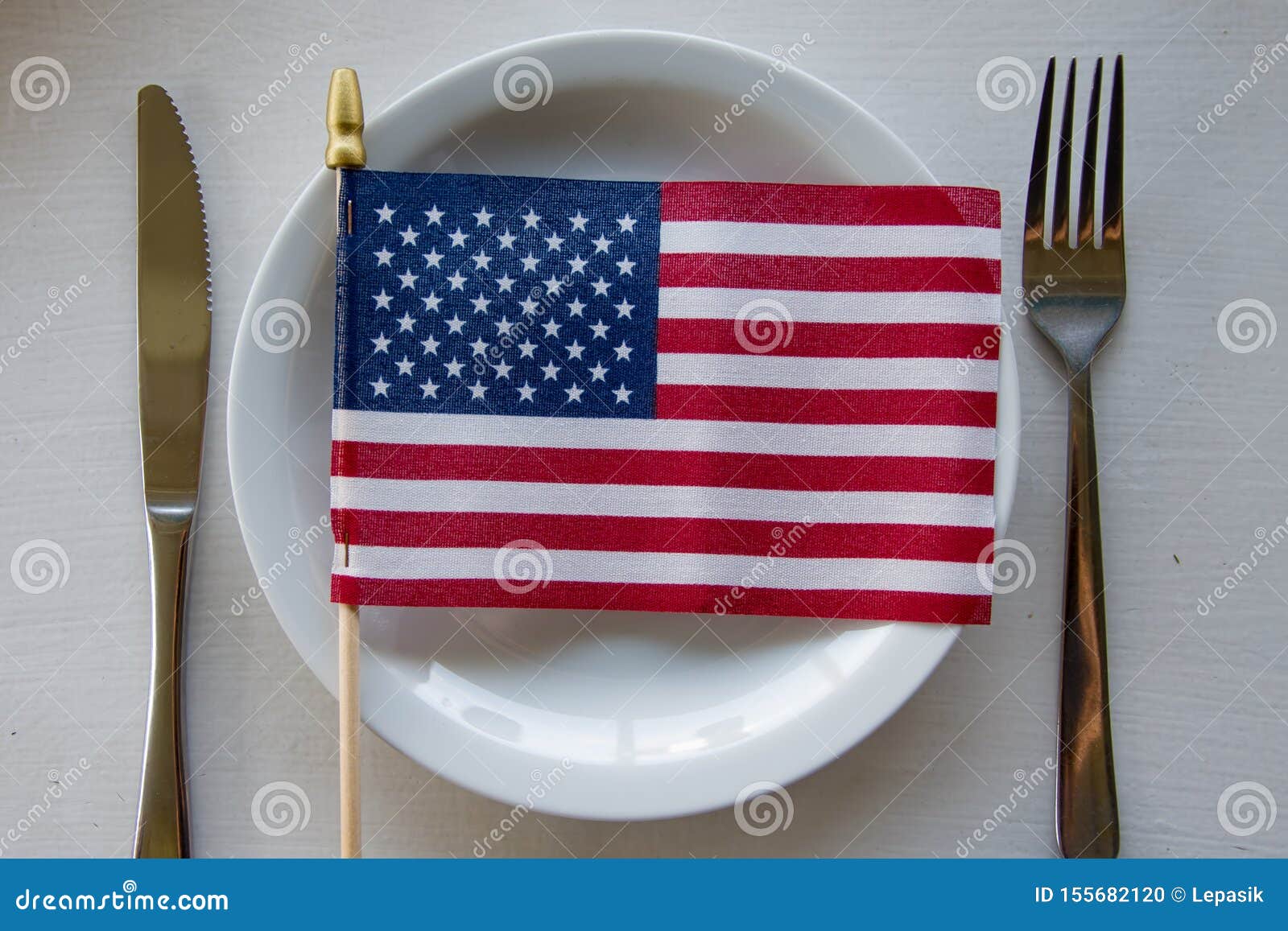 American Flag Lying on a Plate, Political Breakfast and Lunch Stock ...