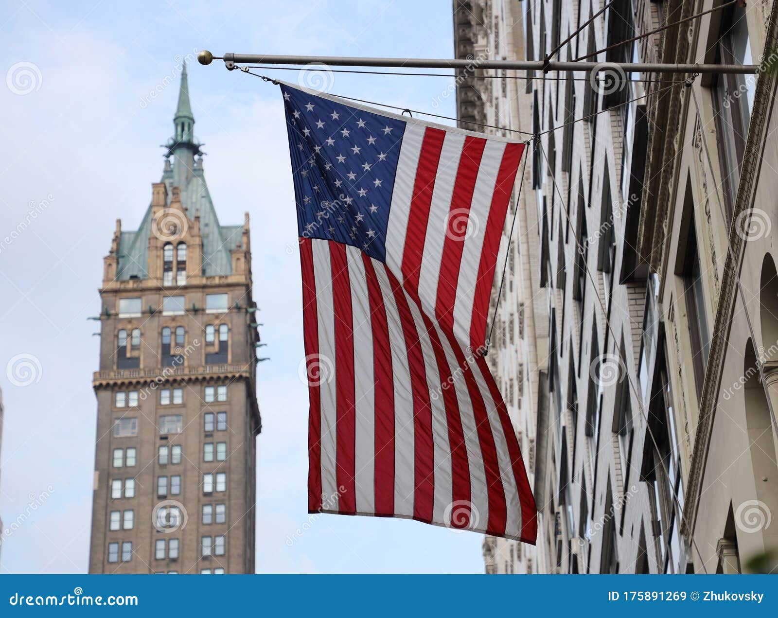 The American Flag in Manhattan Editorial Stock Image - Image of patriot ...