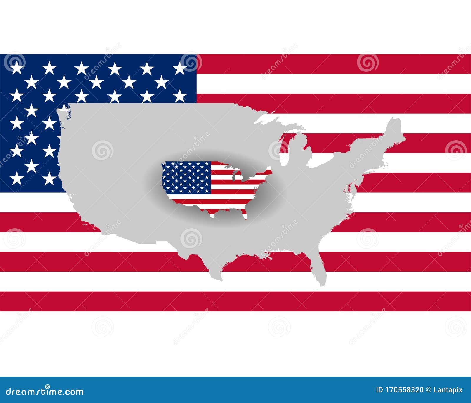 American flag and map stock vector. Illustration of flag - 170558320