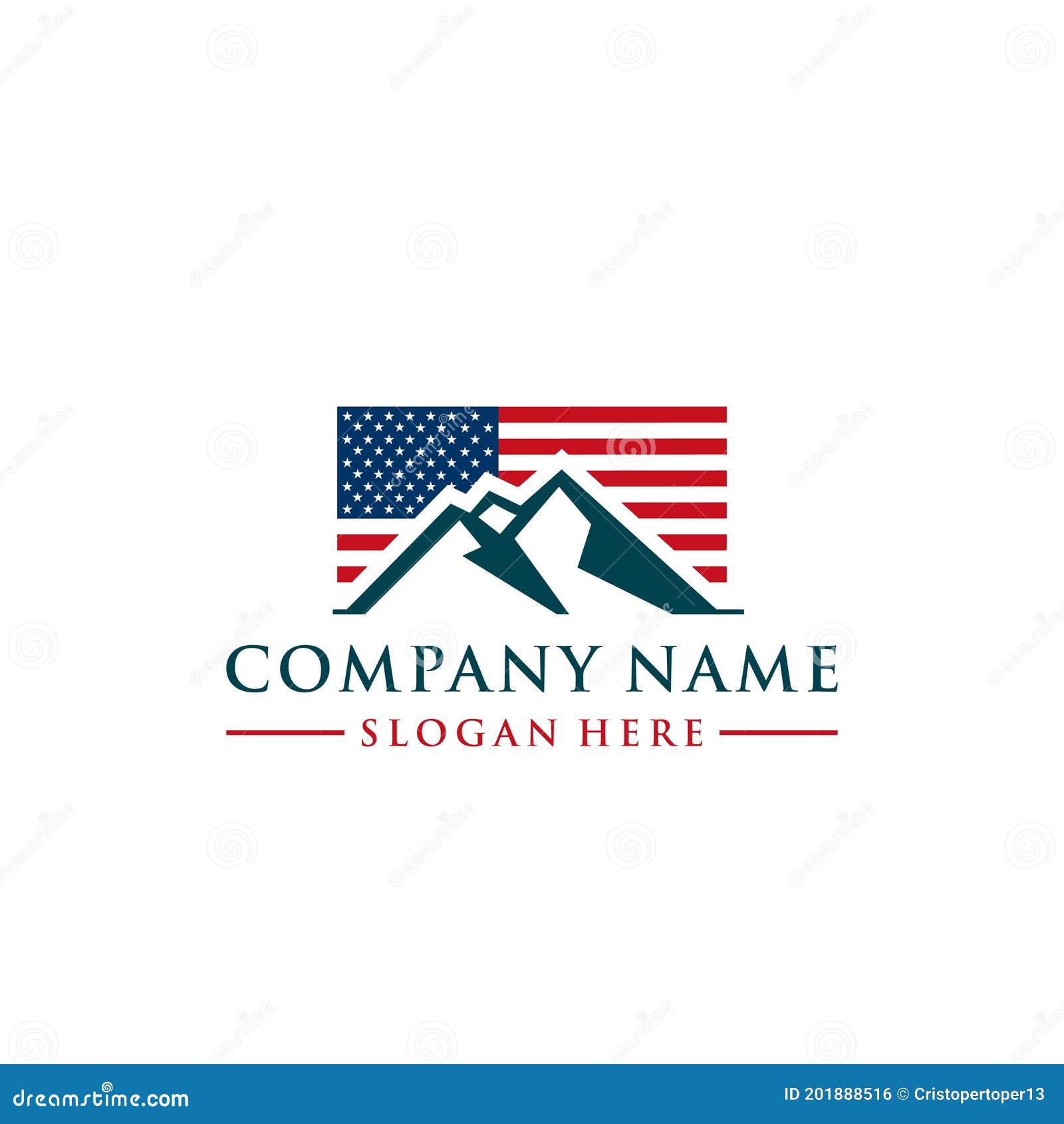 American Flag and Mountain Logo Design Vector Stock Vector ...
