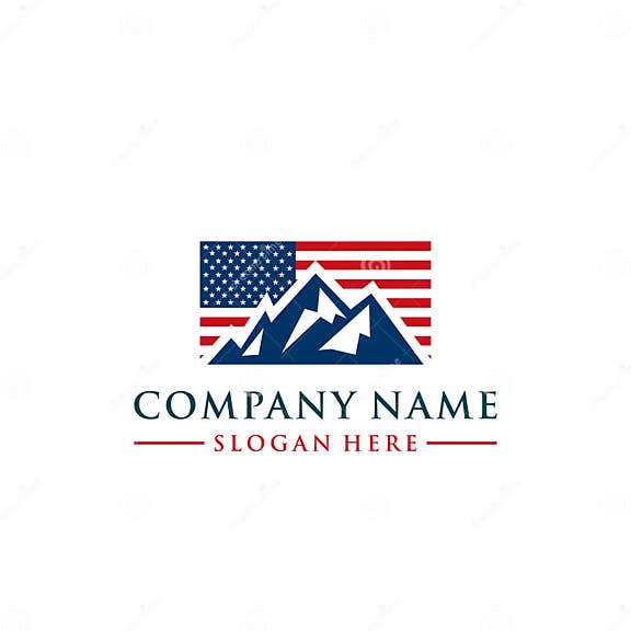 American Flag and Mountain Logo Design Vector Stock Vector ...