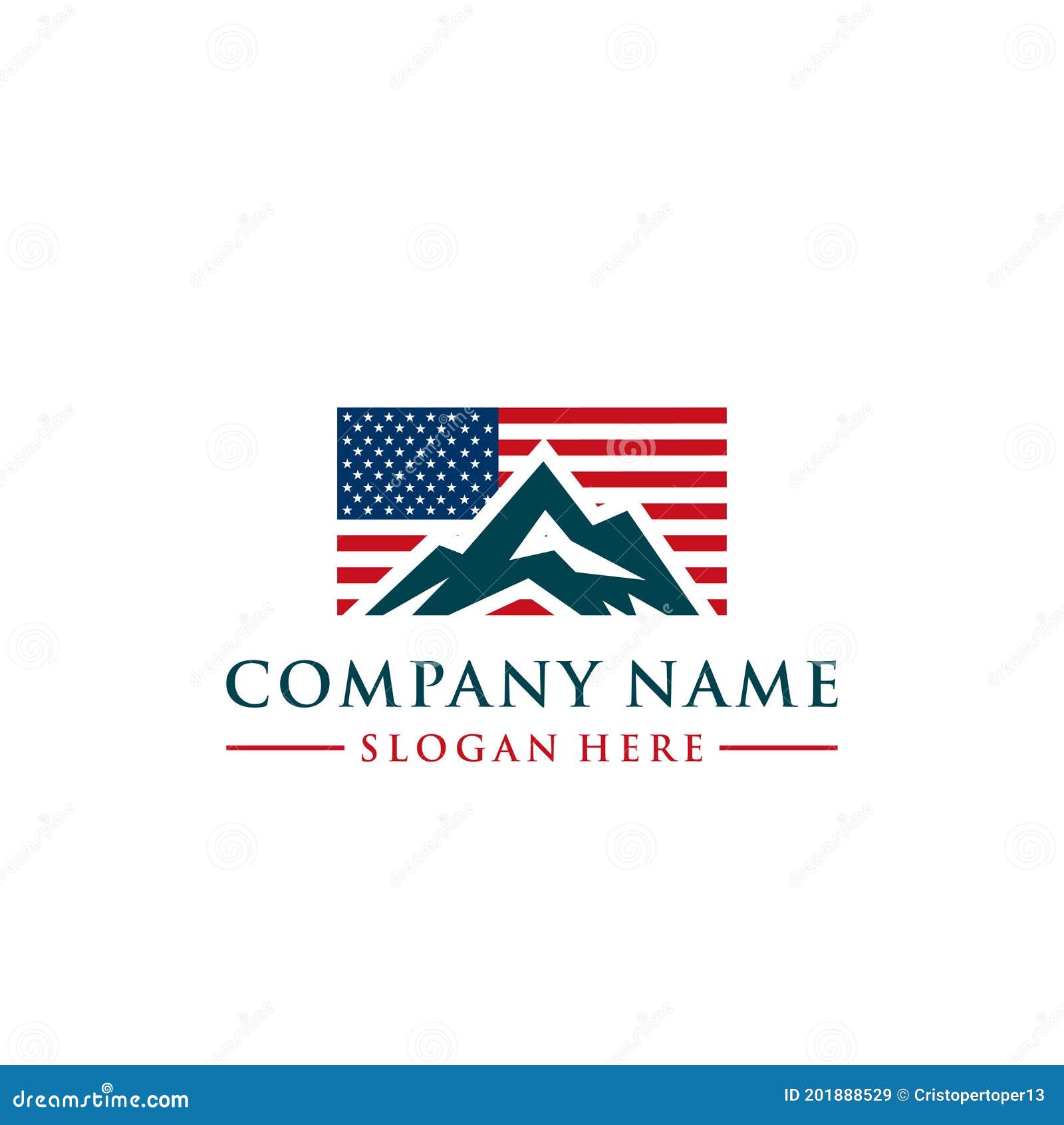 American Flag and Mountain Logo Design Vector Stock Vector ...
