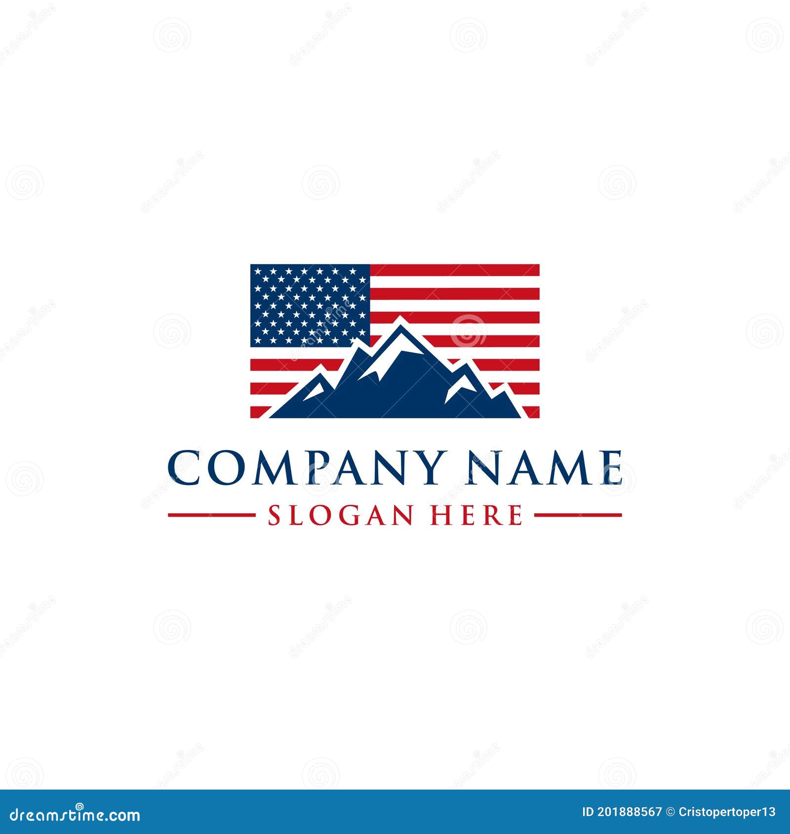 American Flag and Mountain Logo Design Vector Stock Vector ...