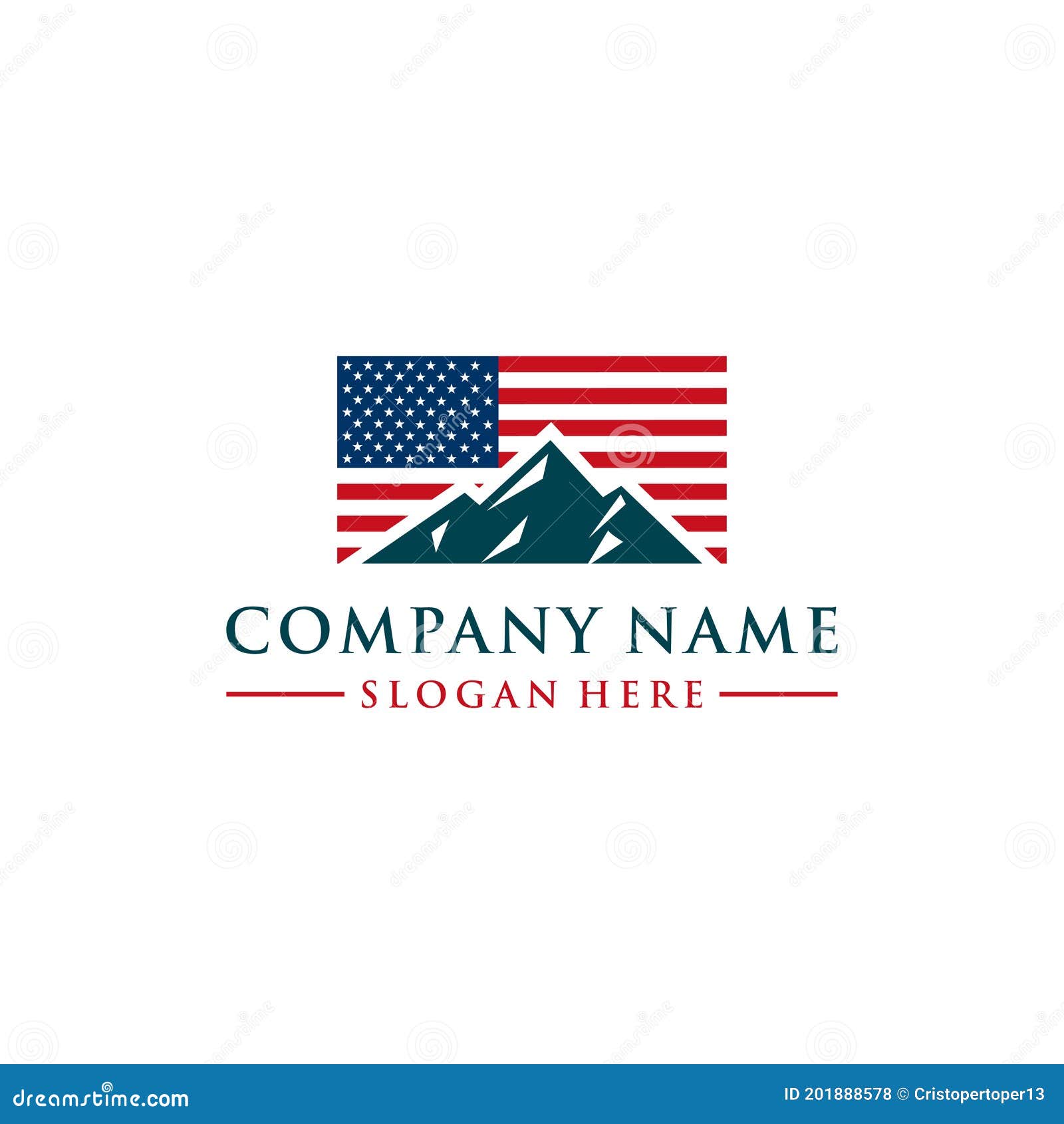 American Flag and Mountain Logo Design Vector Stock Vector ...