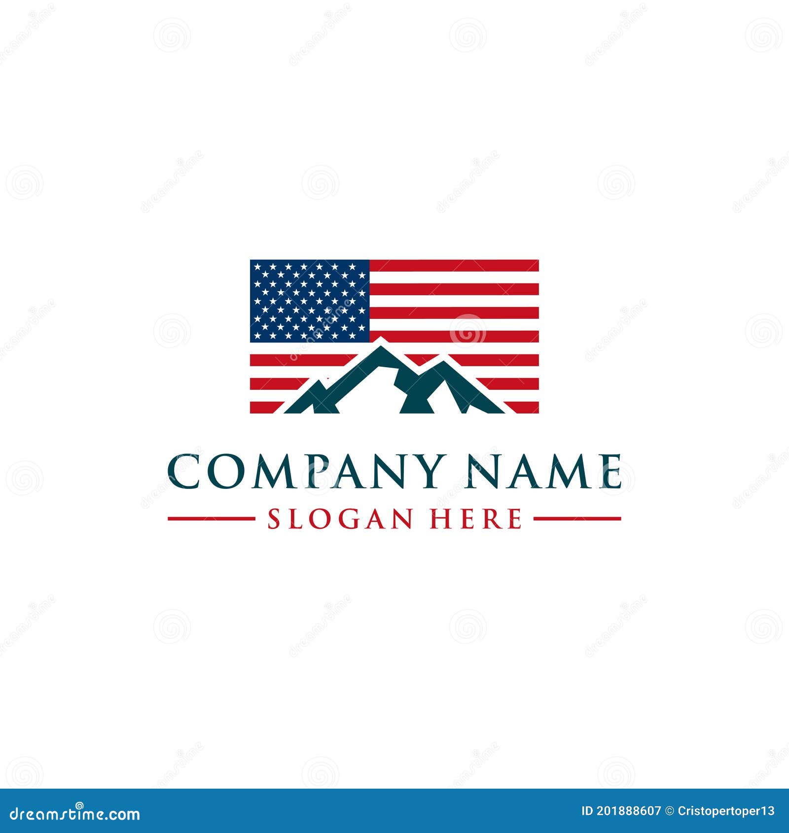 American Flag and Mountain Logo Design Vector Stock Vector ...
