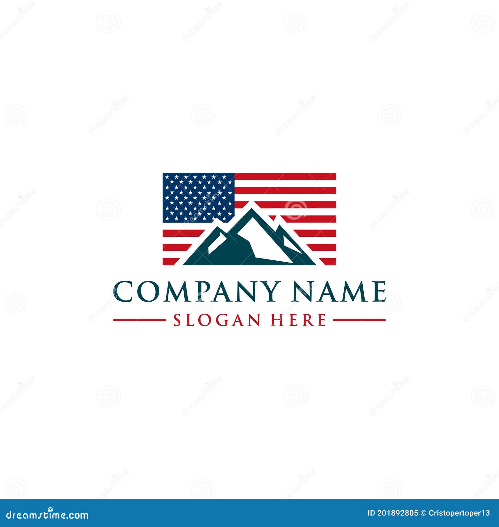 American Flag and Mountain Logo Design Vector Stock Vector ...