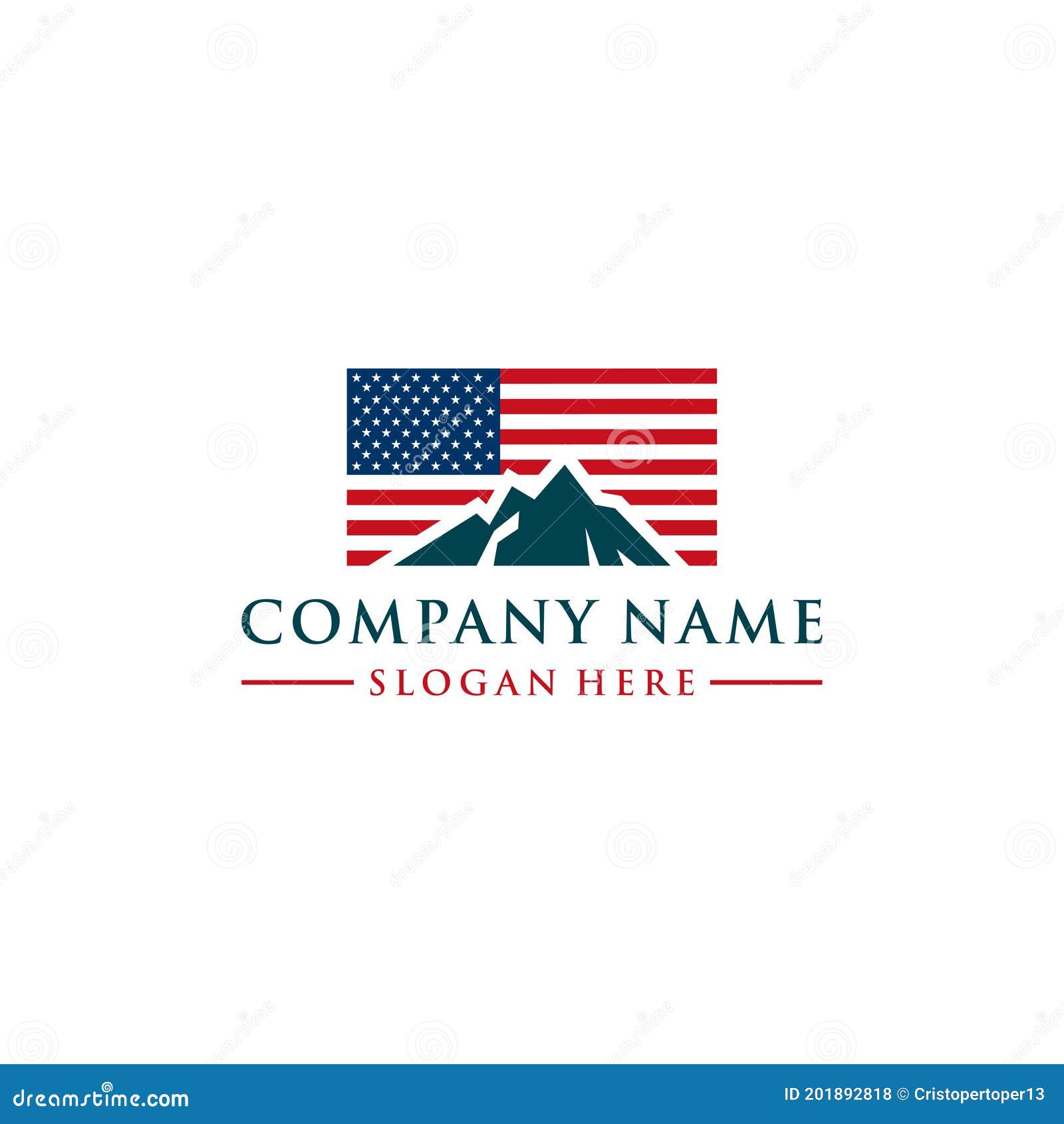 American Flag and Mountain Logo Design Vector Stock Vector ...