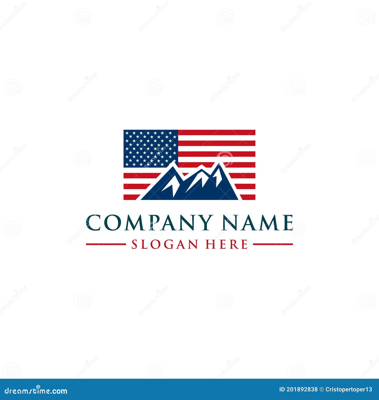 American Flag and Mountain Logo Design Vector Stock Vector ...