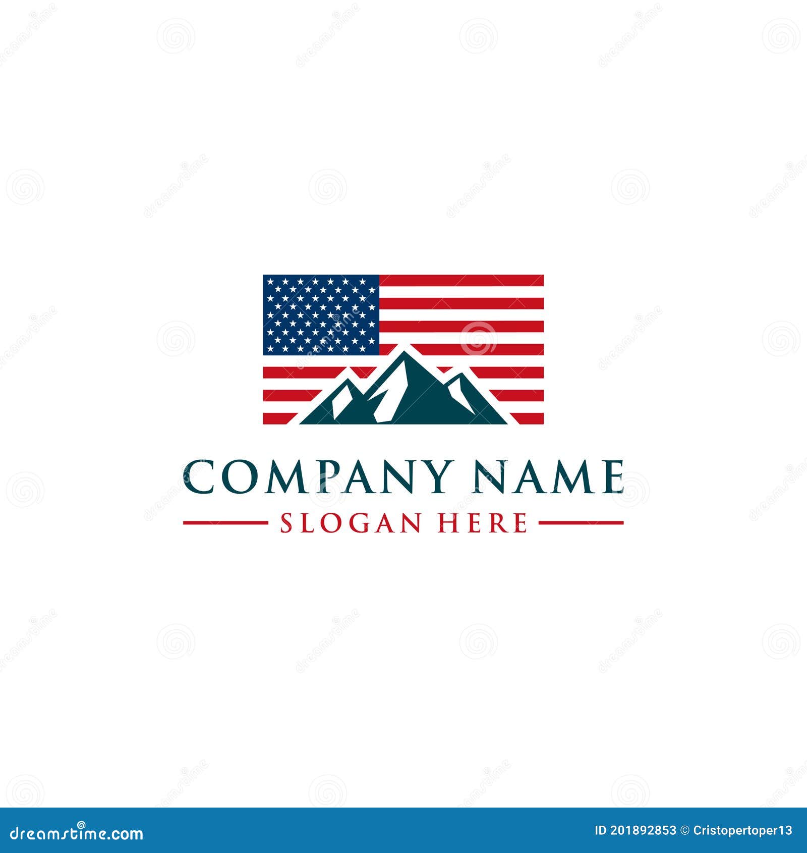 American Flag and Mountain Logo Design Vector Stock Vector ...