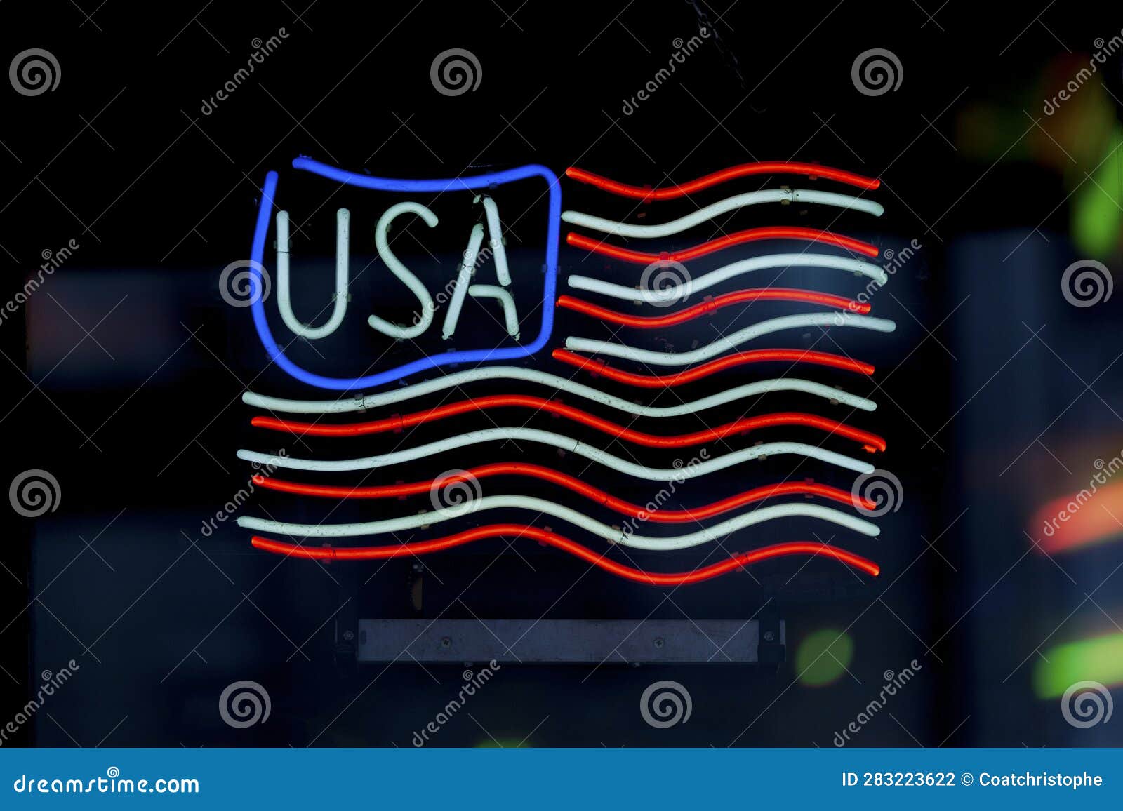 American flag - Neon light stock photo. Image of people - 283223622