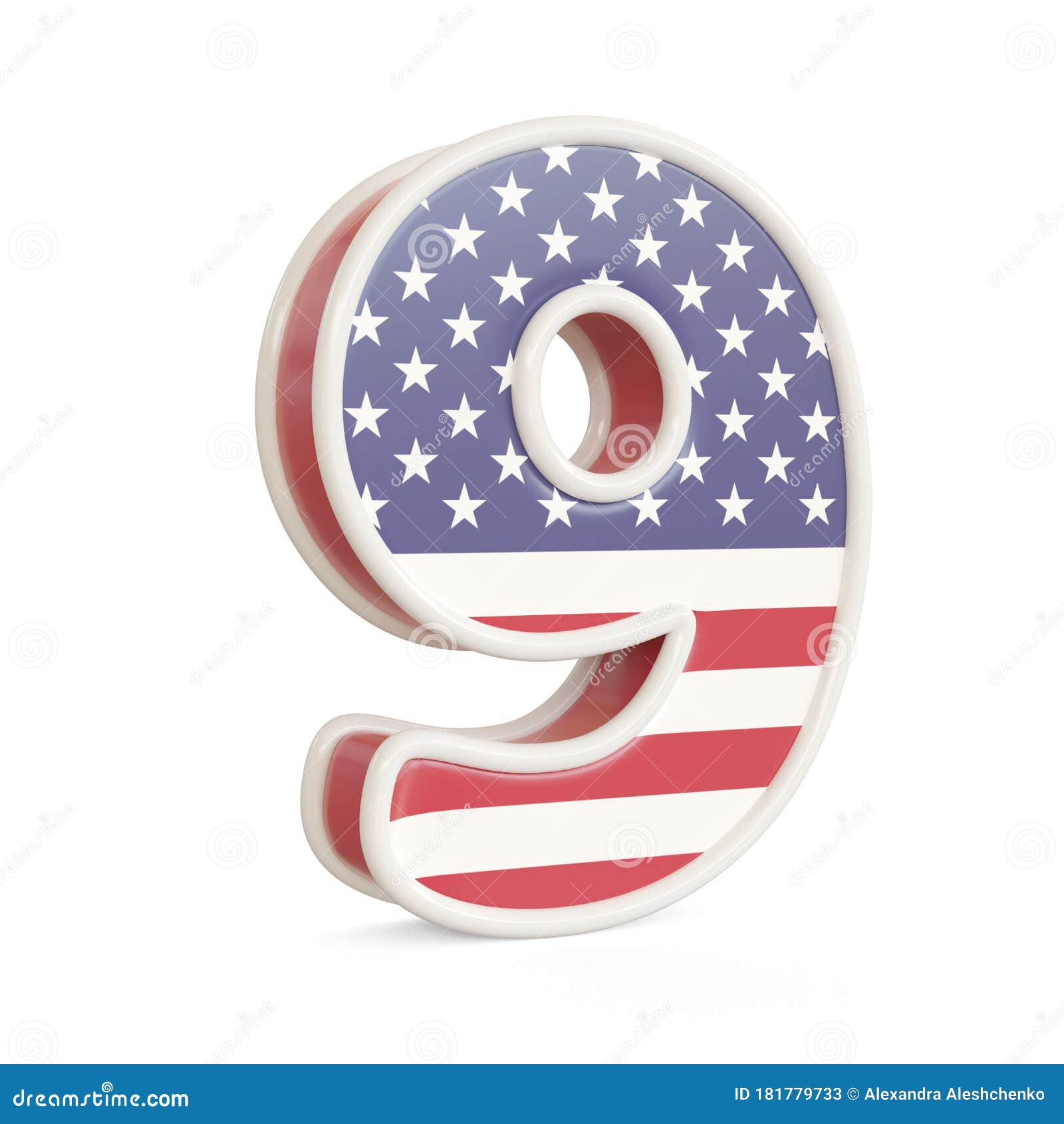 American Flag Numbers Isolated on a White Background Stock Illustration ...