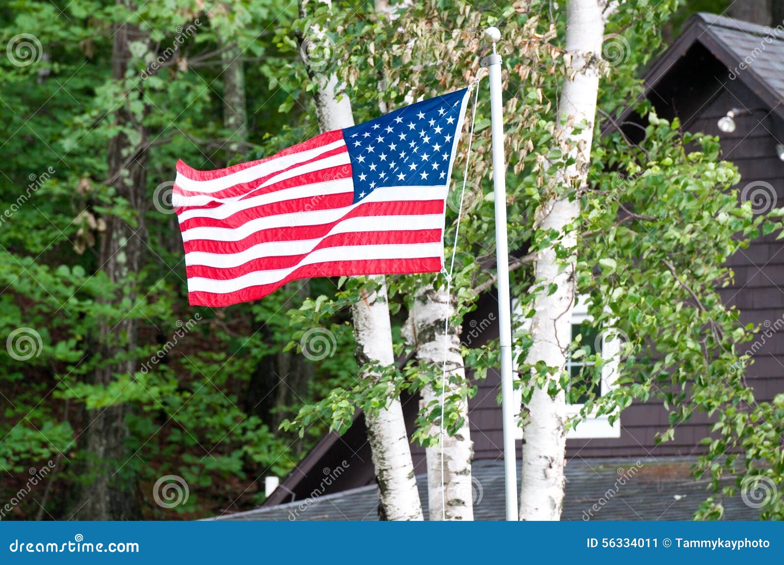 An American Flag Out in the Spring Time Stock Image - Image of blue ...