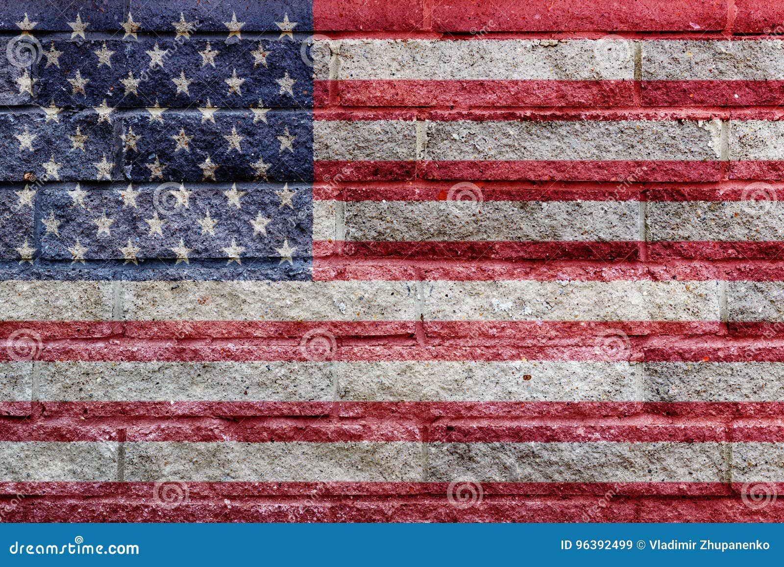 American Flag Painted on a Gray Stone Bricks Wall Stock Image - Image ...