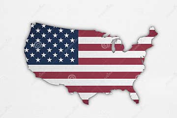 American Flag Pattern in Country Map Shape on Cotton Fabric Texture ...